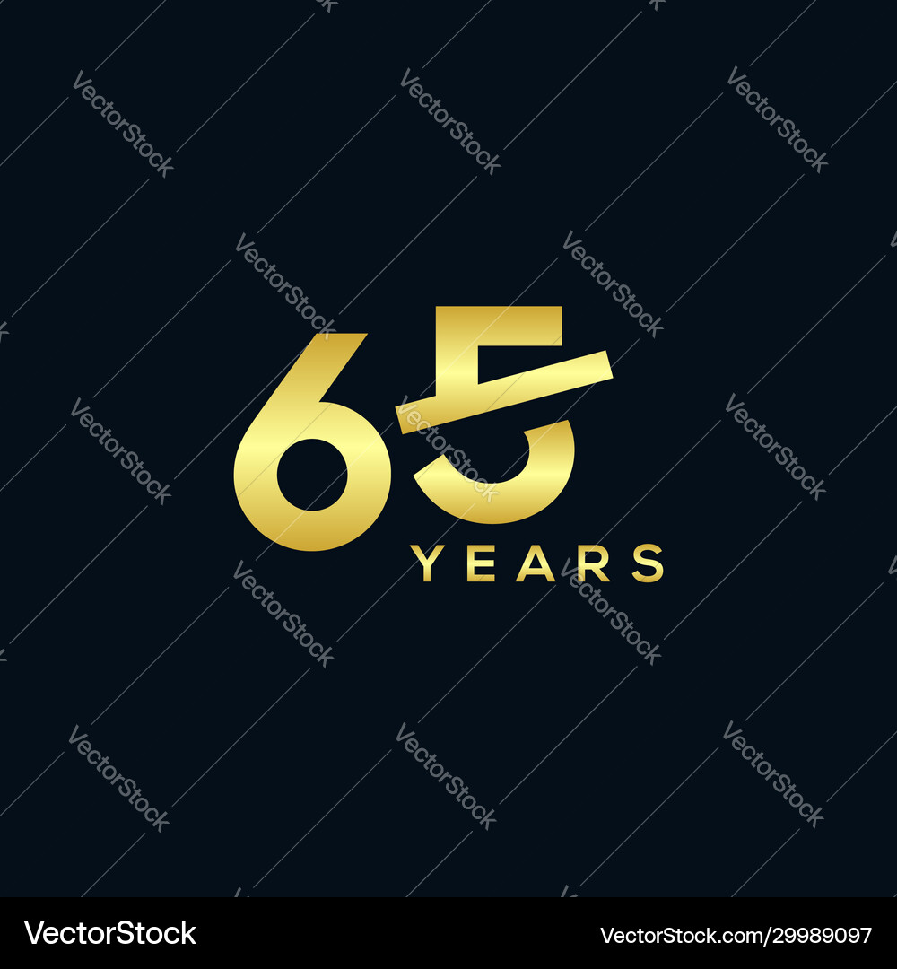 65 years anniversary gold elegant design Vector Image