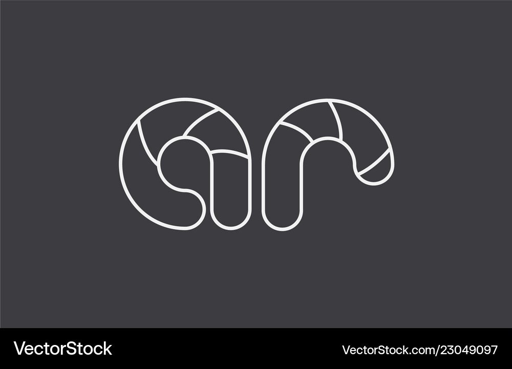 Alphabet letter ar a r combination black white Vector Image