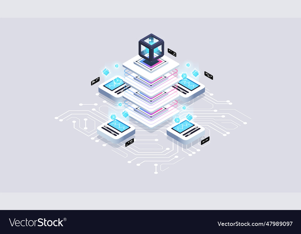 Computation of big data center quantum computer Vector Image