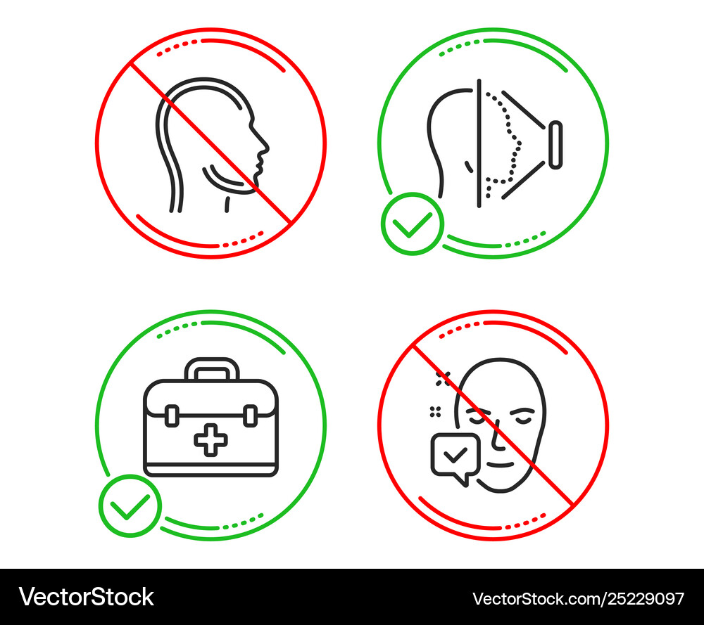 First aid face id and head icons set face Vector Image