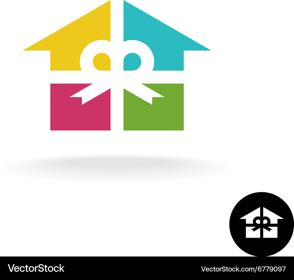 House as a present logo colorful gift box Vector Image