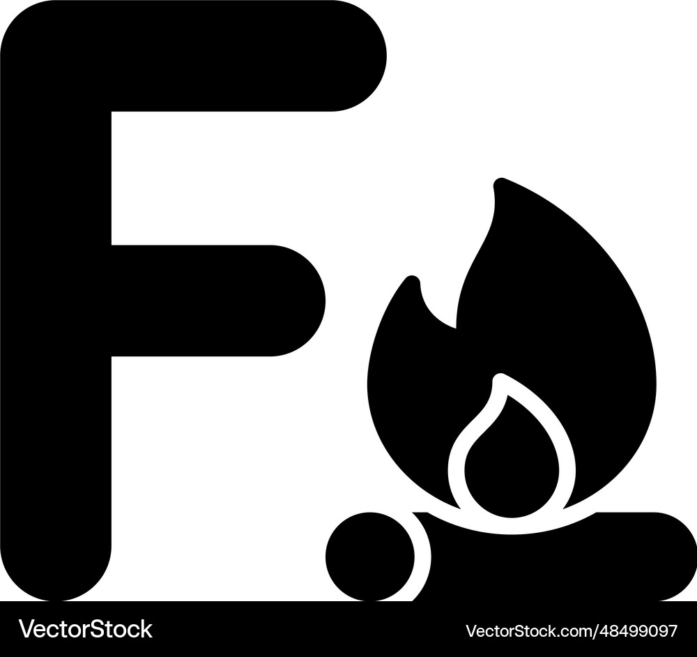 Letter f alphabet with fire icon Royalty Free Vector Image