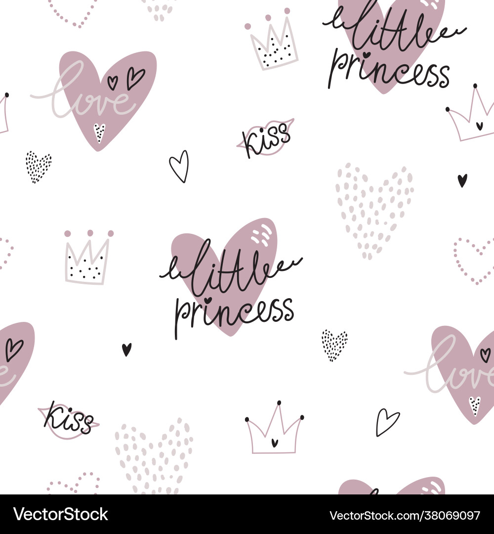 Little princess heart seamless pattern cute Vector Image