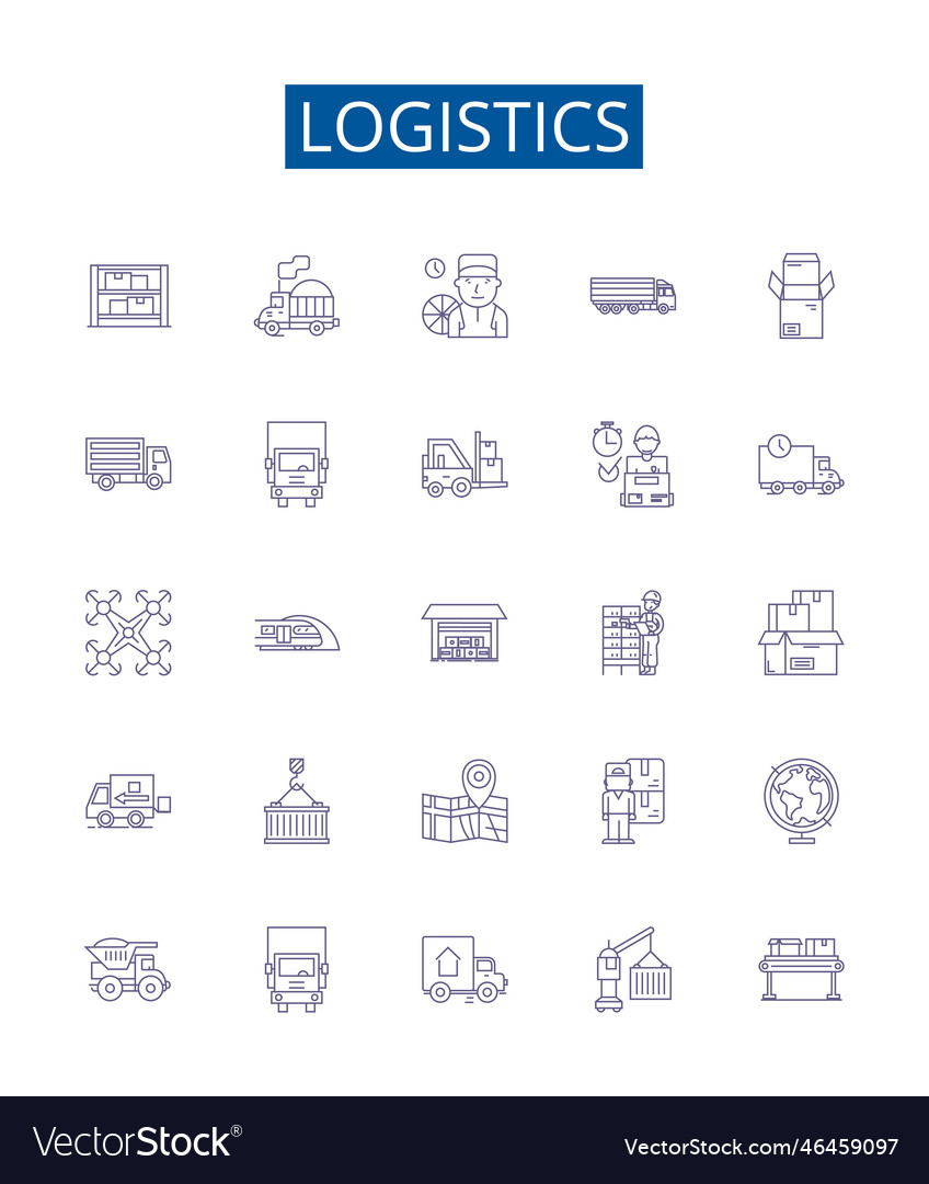 Logistics line icons signs set design collection Vector Image