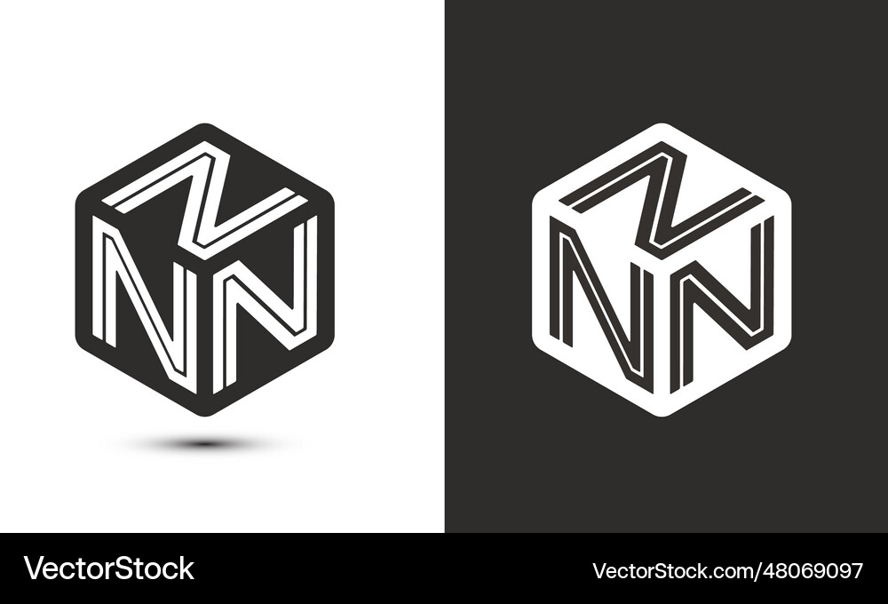 N letter logo design with cube logo logo modern Vector Image
