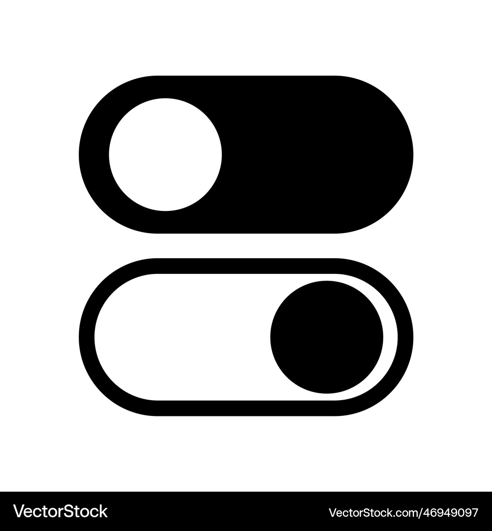 On and off slider switch silhouette icon Vector Image