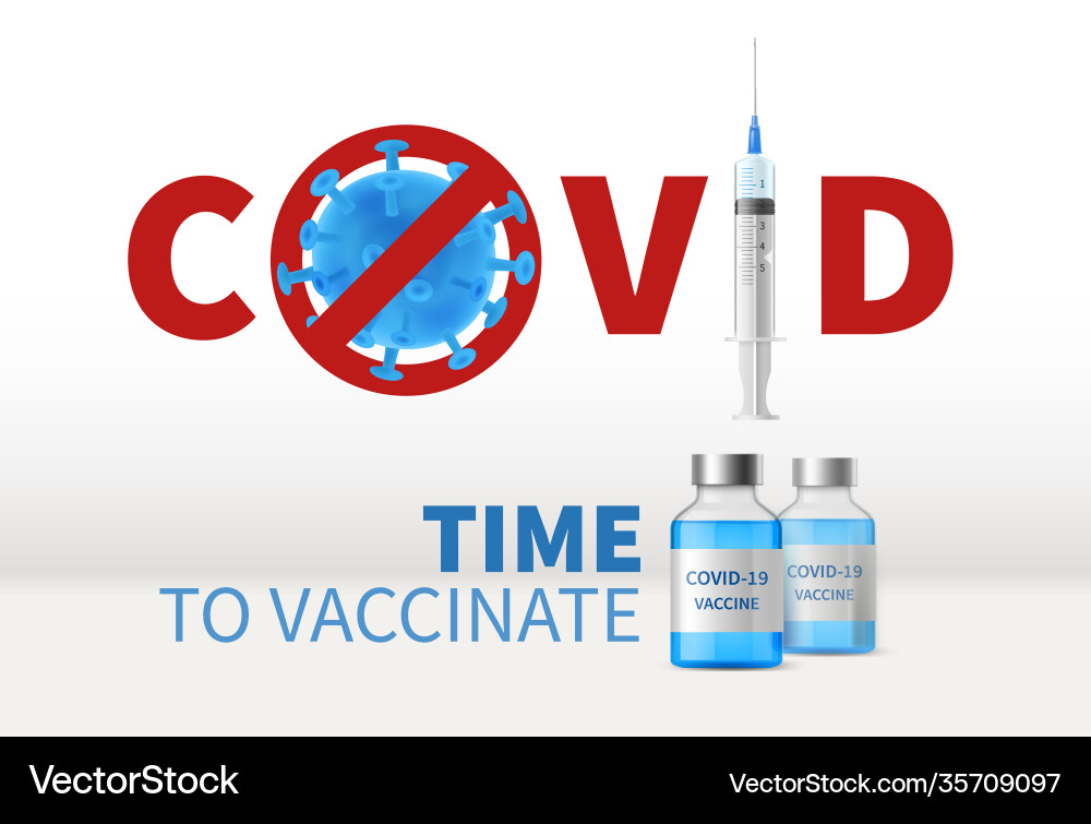 Syringe global vaccination realistic 3d glass Vector Image