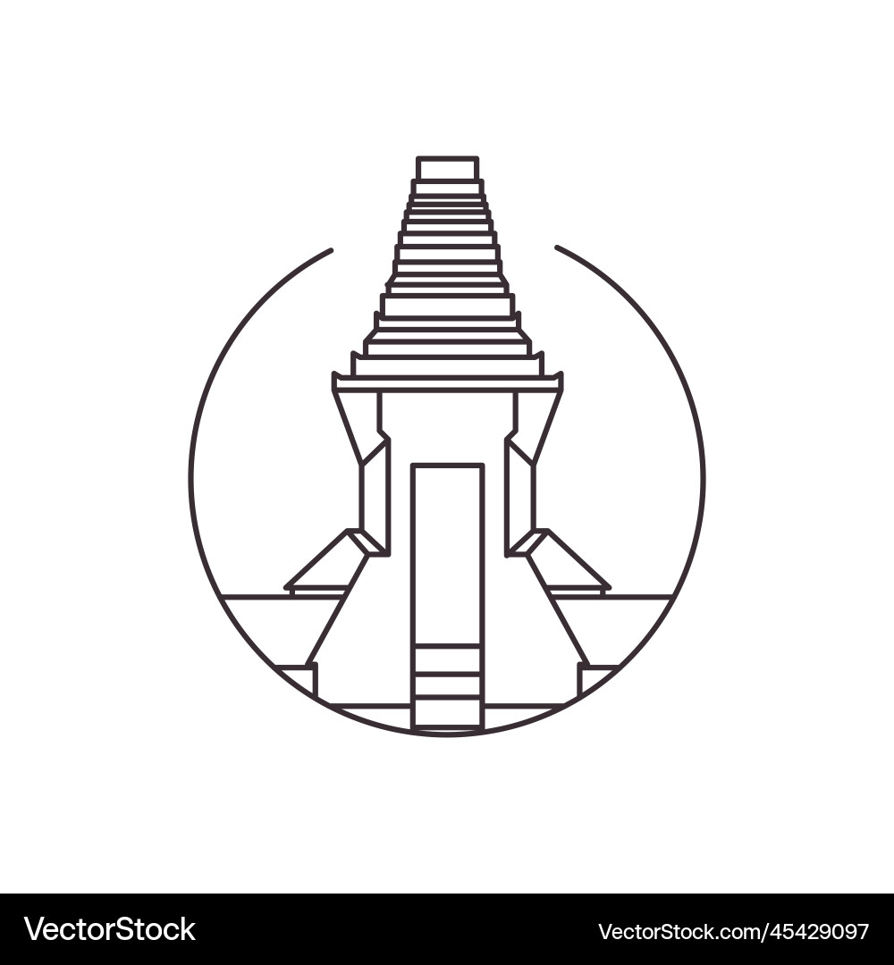 Thailand temple line icon logo Royalty Free Vector Image