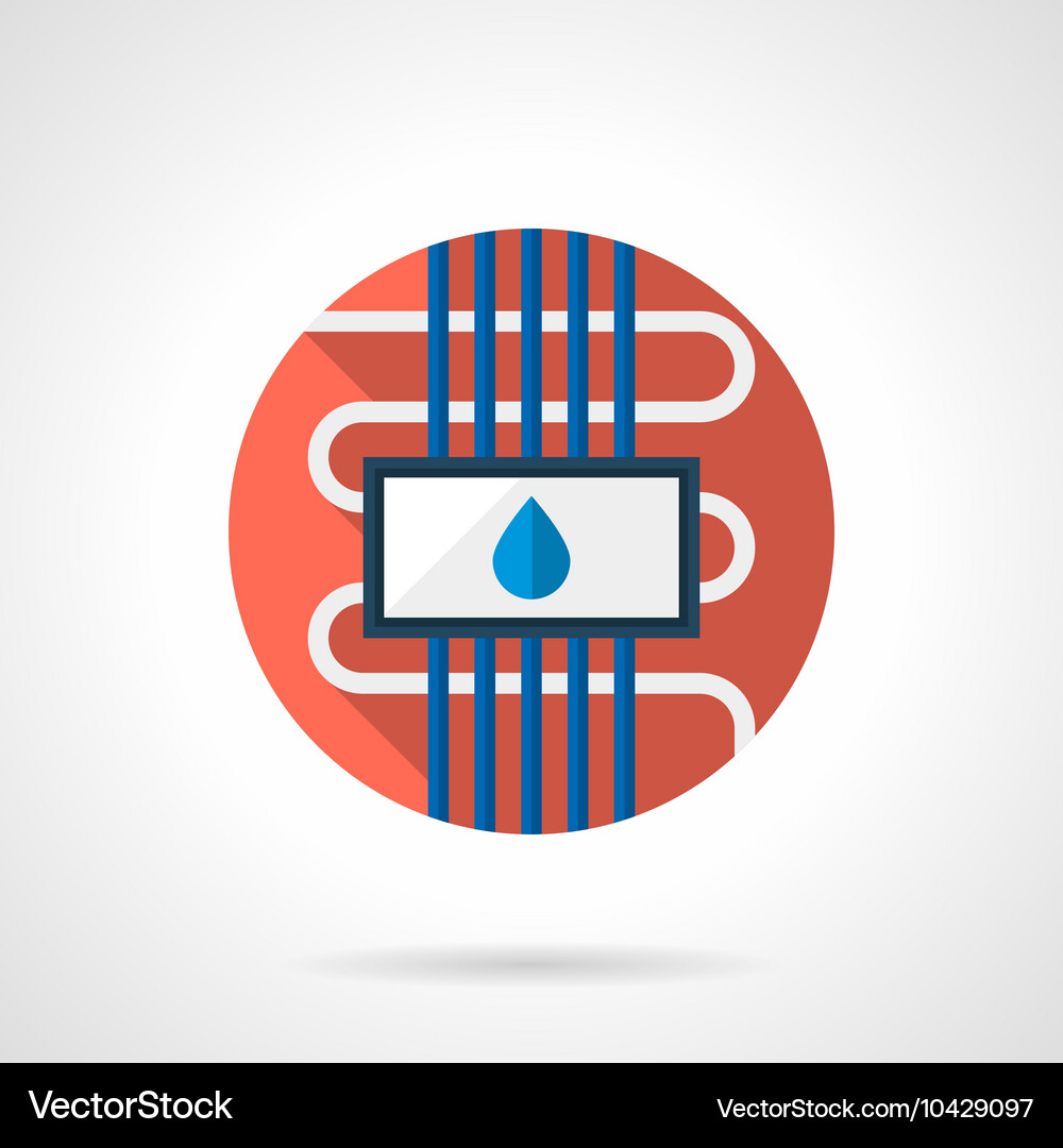 Water floor heating round color flat icon Vector Image