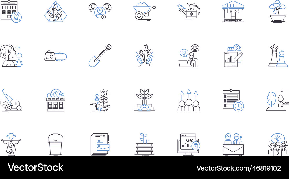 Banking industry line icons collection e-banking Vector Image