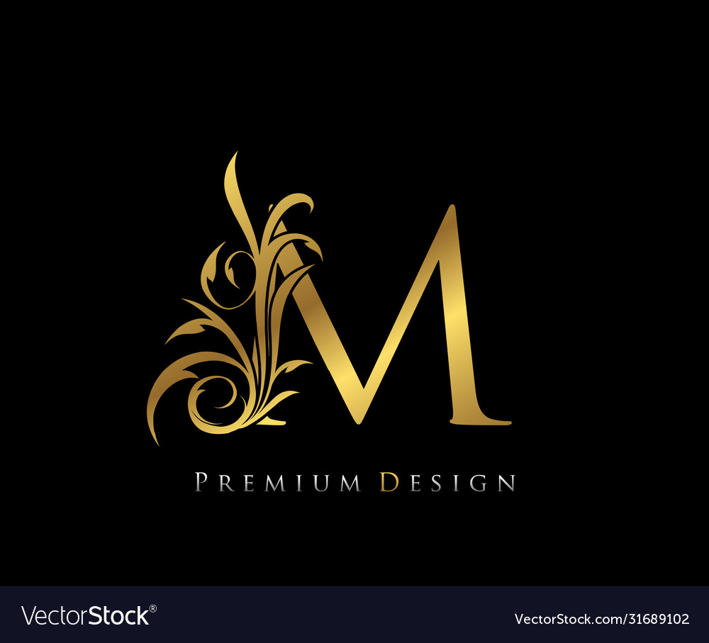 Classy Gold Elegant Letter M Graceful Style Vector Image