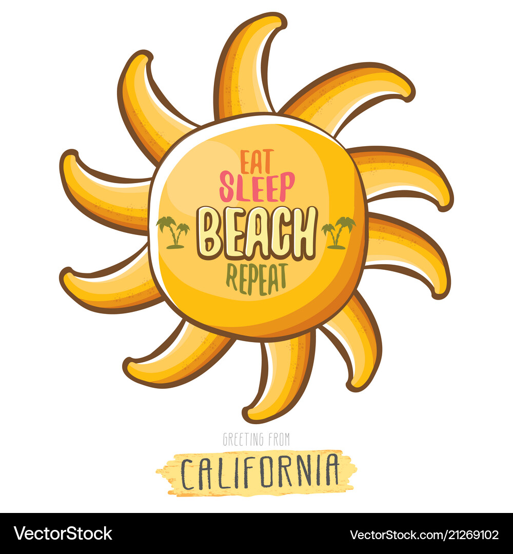 Eat sleep beach repeat cartoon concept Royalty Free Vector