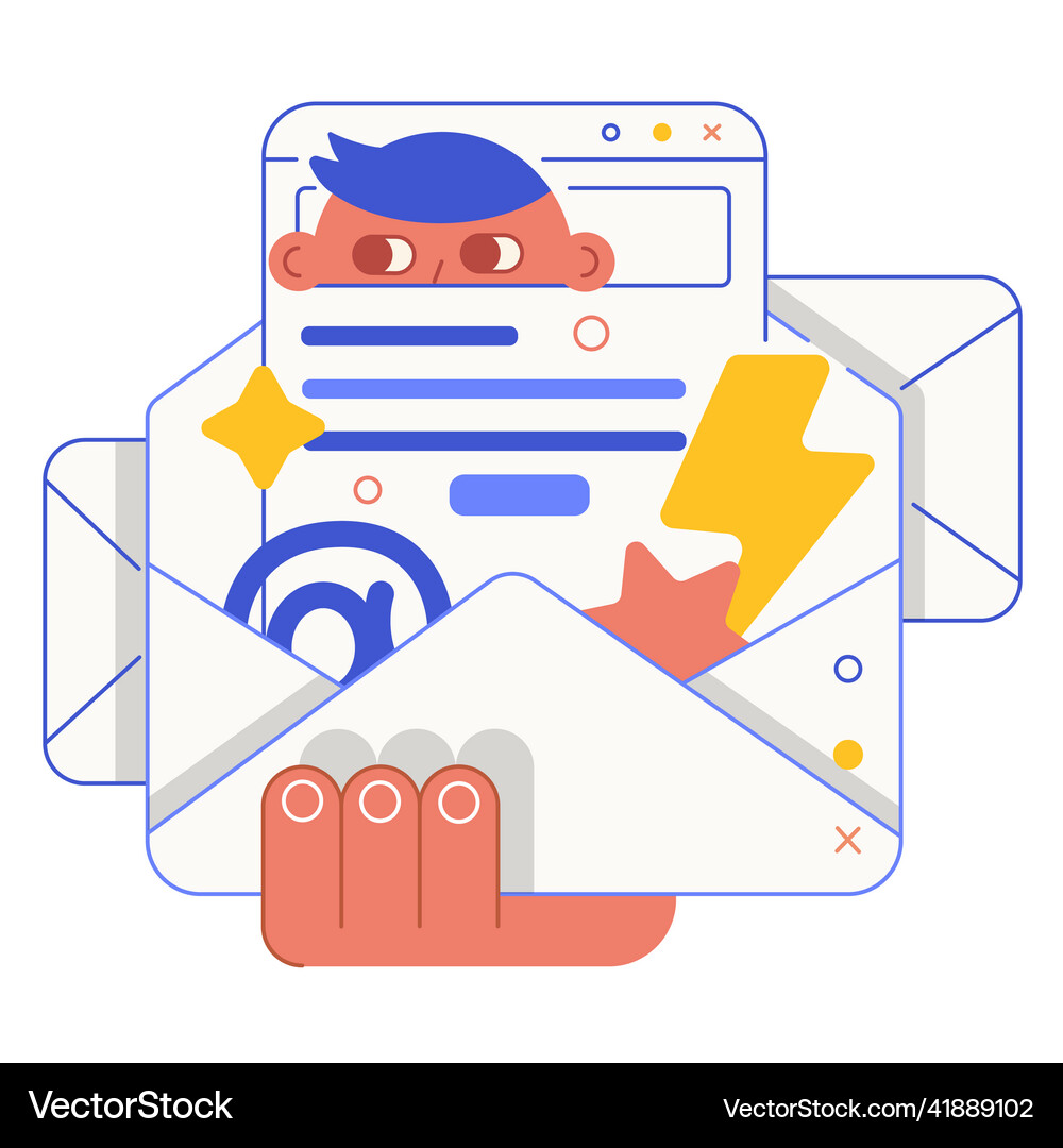 Flat cartoon newsletter Royalty Free Vector Image