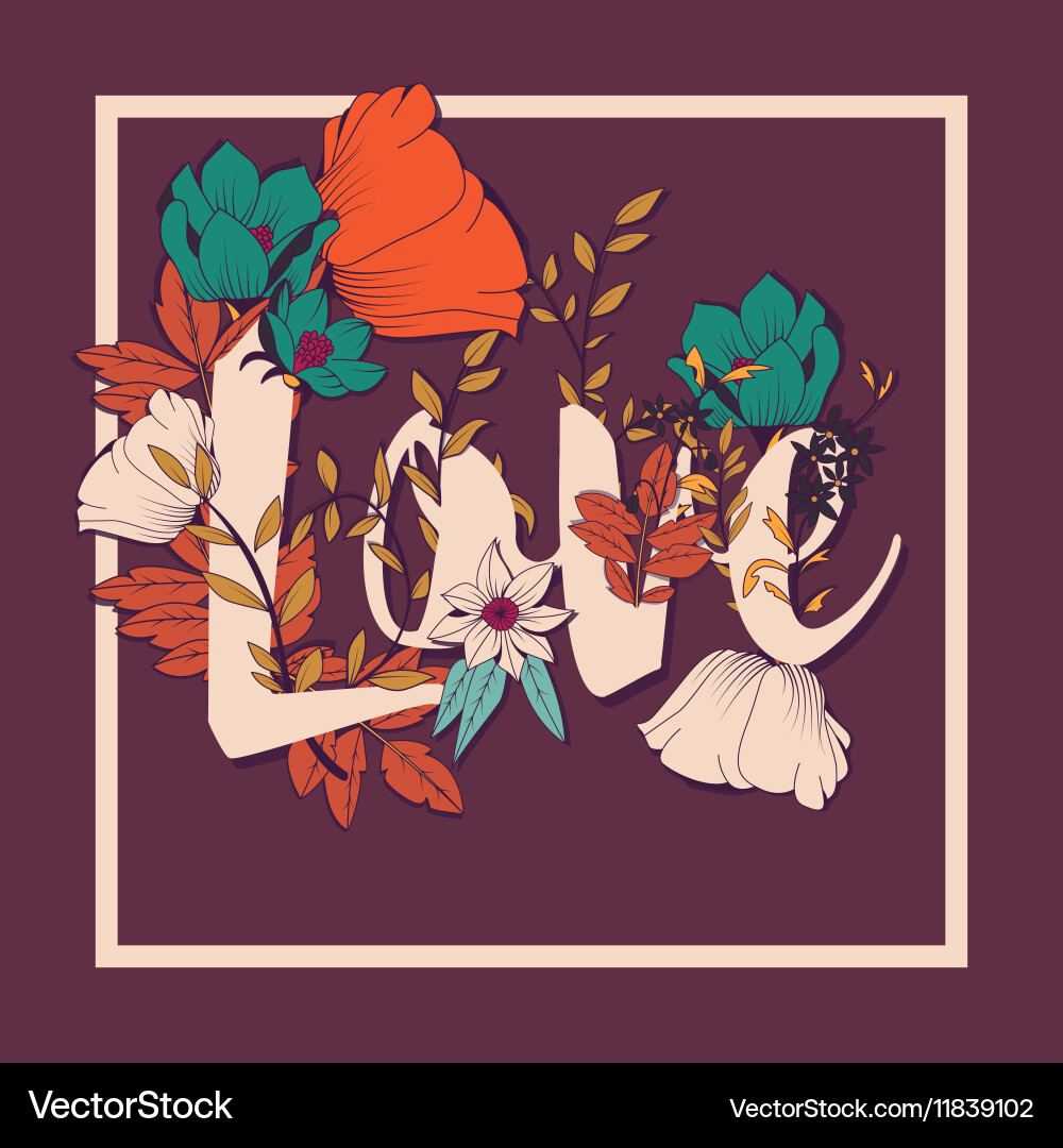 Flowers typography poster design text and florals Vector Image