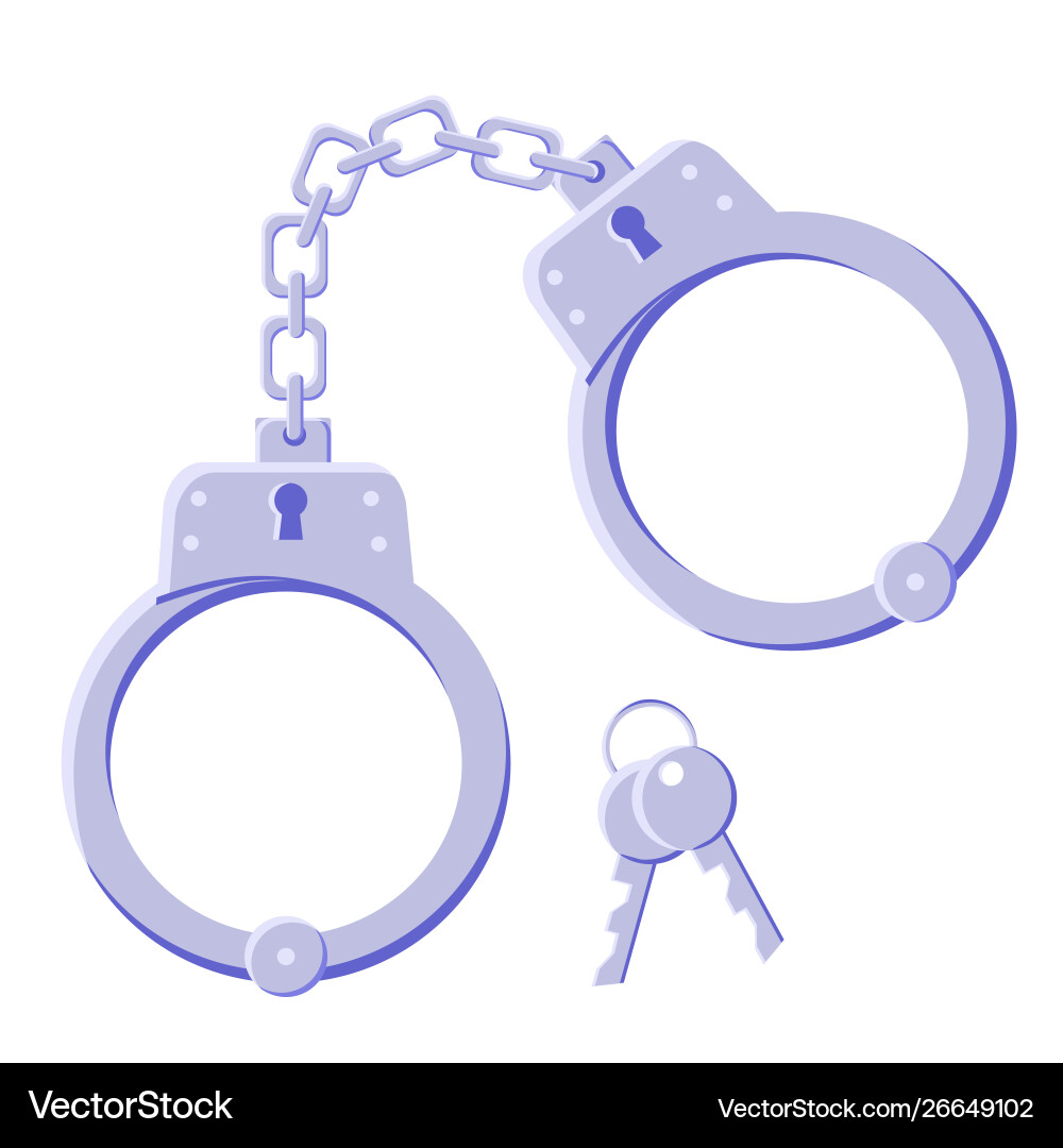 Metal realistic gray handcuffs Royalty Free Vector Image