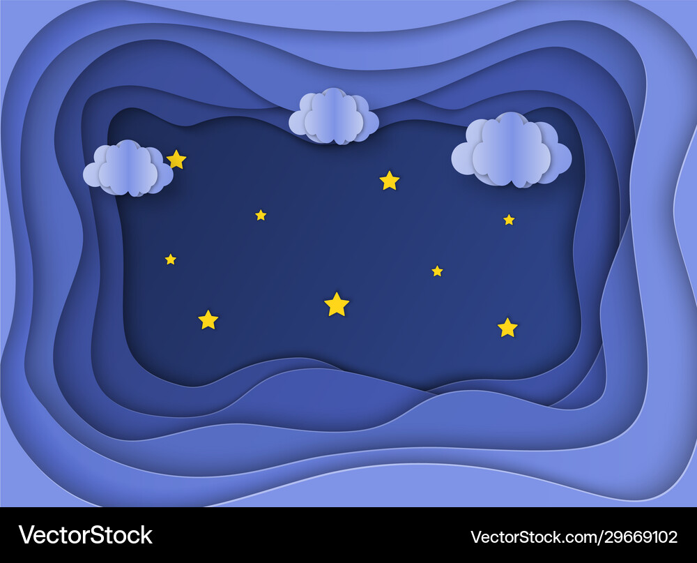 Night sky with shining stars and clouds Royalty Free Vector