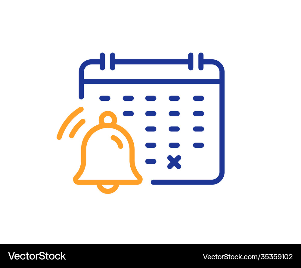 Notification calendar line icon bell alarm Vector Image