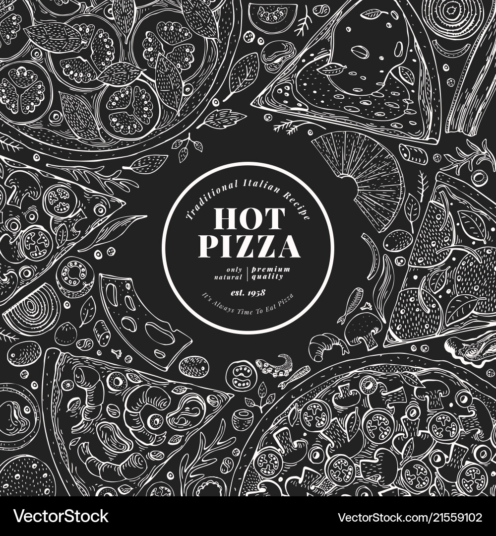 Pizza design template hand drawn fast food Vector Image