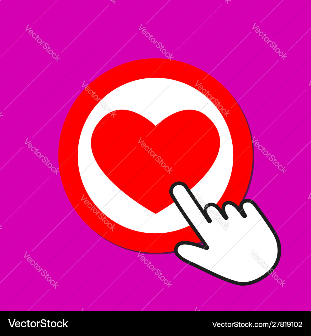 Red heart icon love concept hand mouse cursor Vector Image