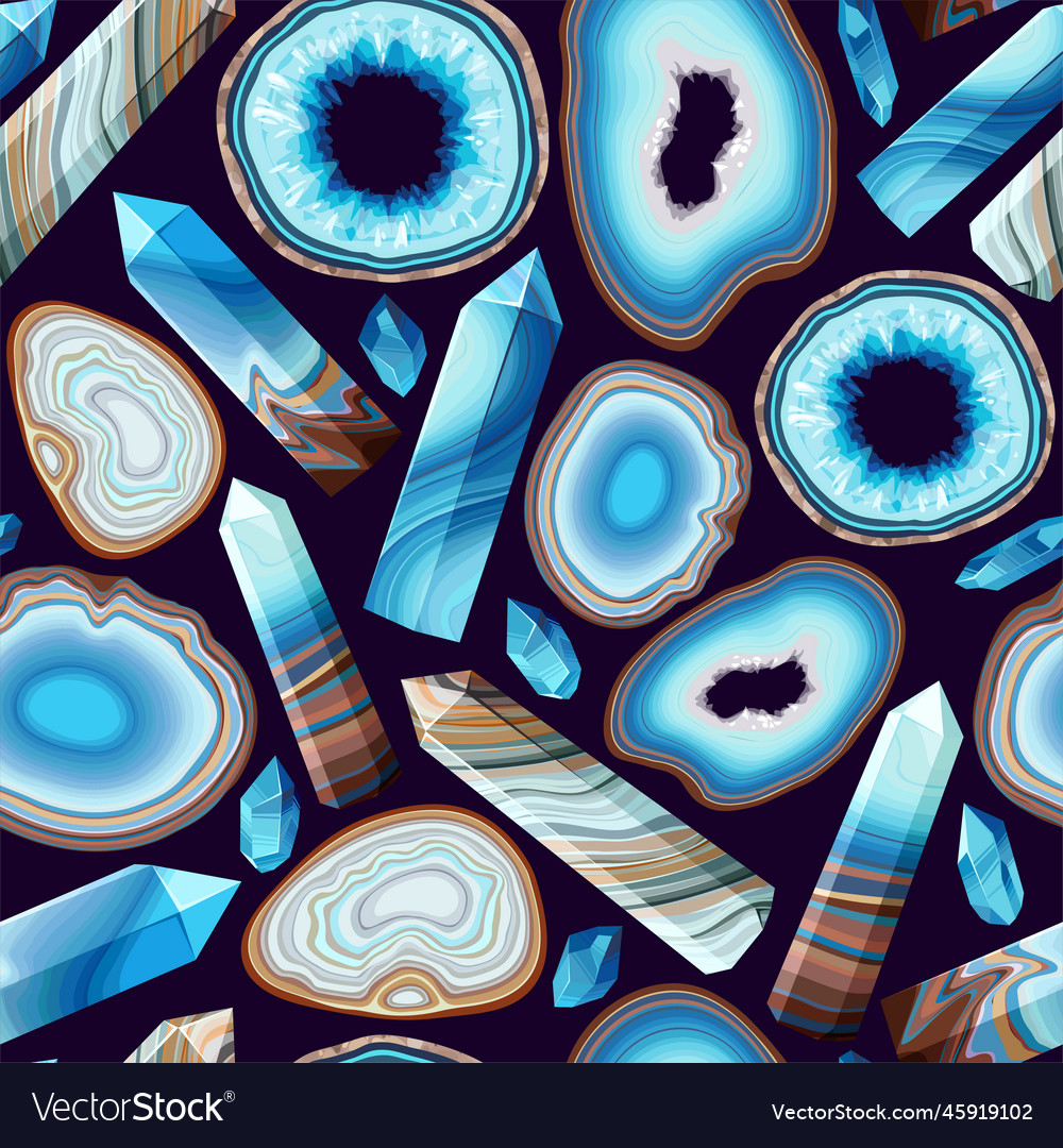 Seamless pattern with crystals and geodes Vector Image