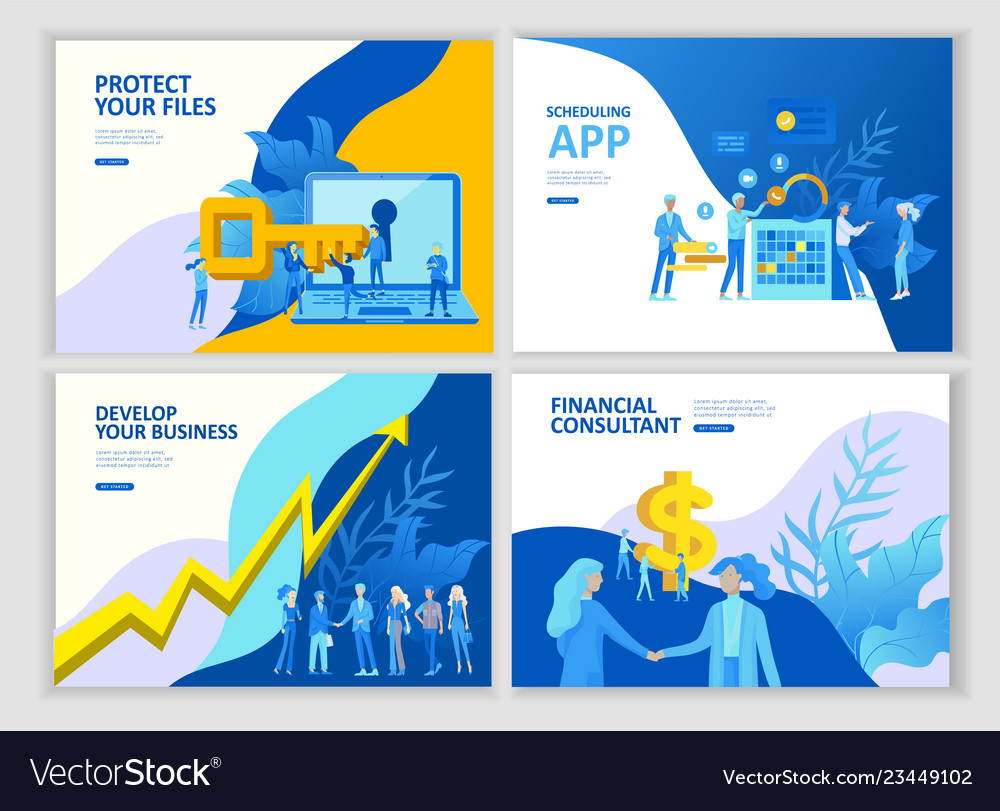 Set landing page template people develop business Vector Image Set landing page template people develop business Vector Image