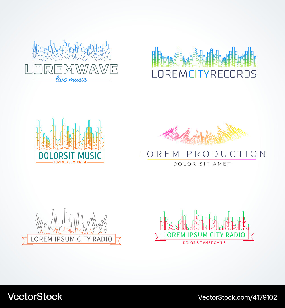 Set of music wave logo elements Royalty Free Vector Image