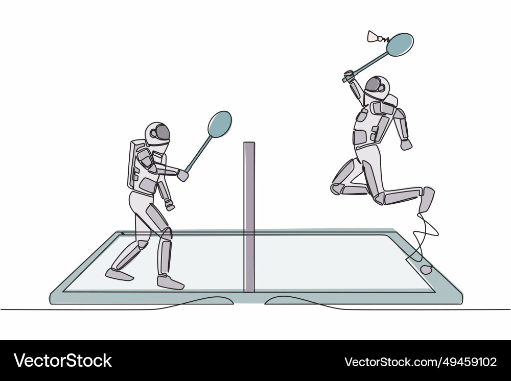 Single one line drawing badminton court with two Vector Image