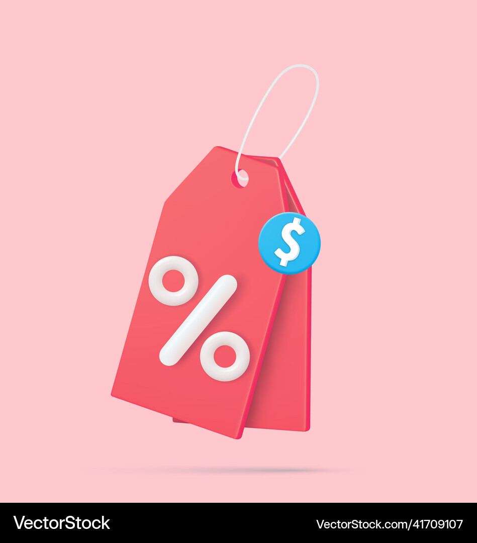 3d render online shopping tag price Royalty Free Vector
