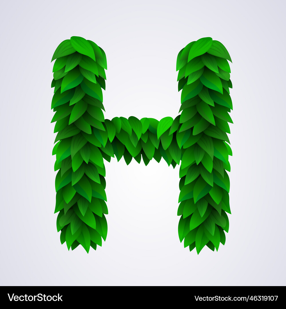 Alphabet letters made from fresh green leafs Vector Image