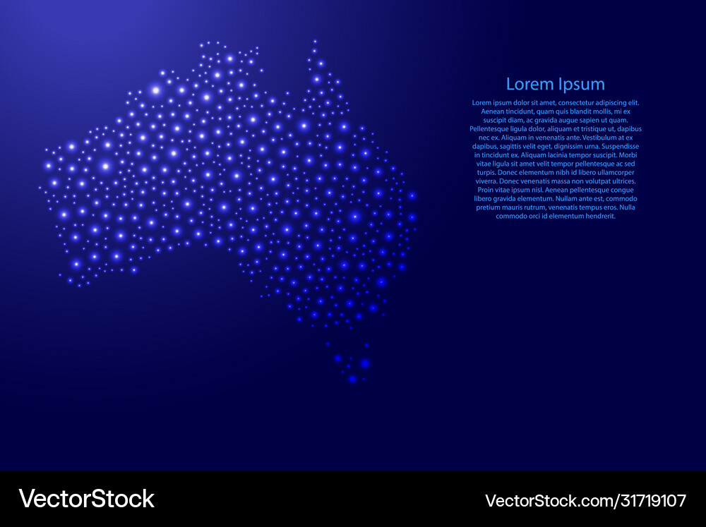 Australia map from blue and glowing space stars Vector Image