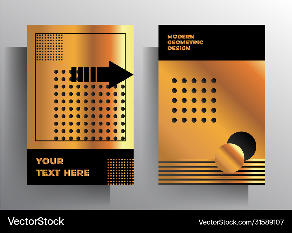 Cover template set geometric design gold Vector Image