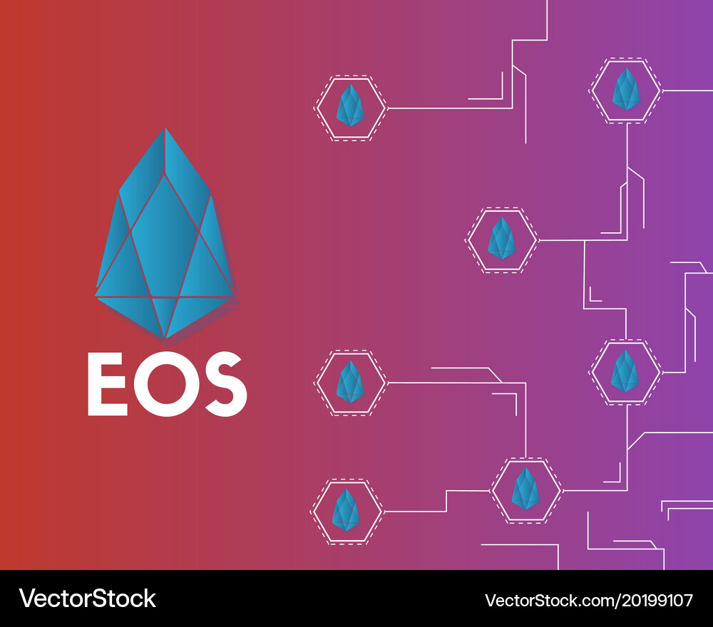 Eos cryptocurrency with circuit background style Vector Image
