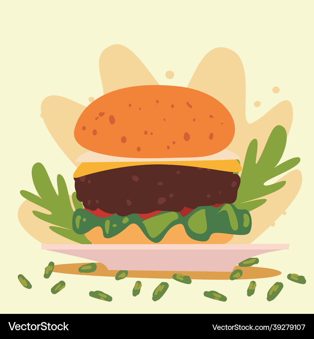 Hamburger in dish Royalty Free Vector Image - VectorStock