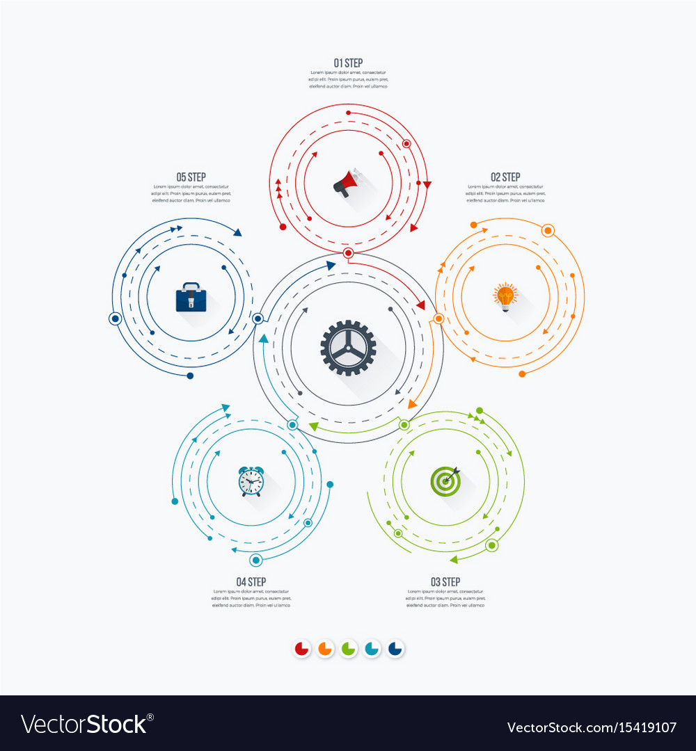 Infographics template 5 options with circle Vector Image