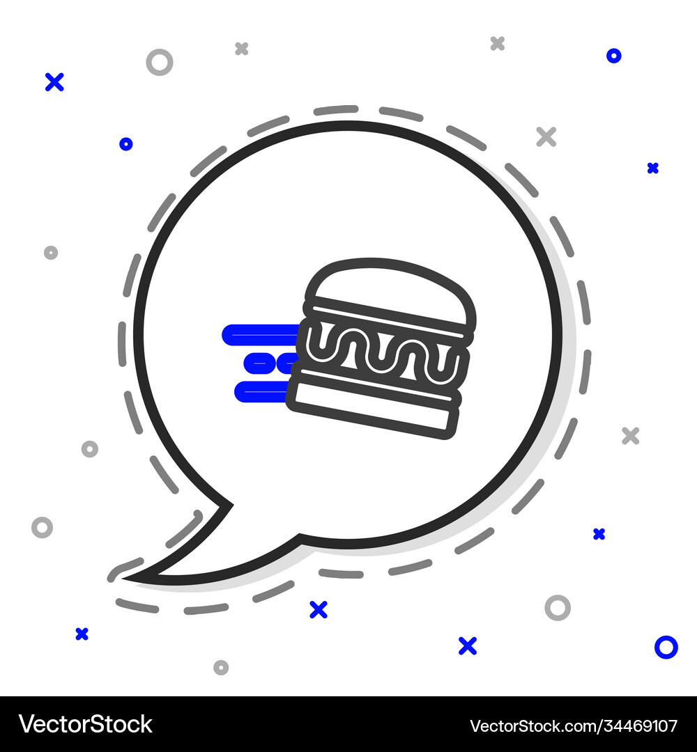 Line online ordering and burger delivery icon Vector Image