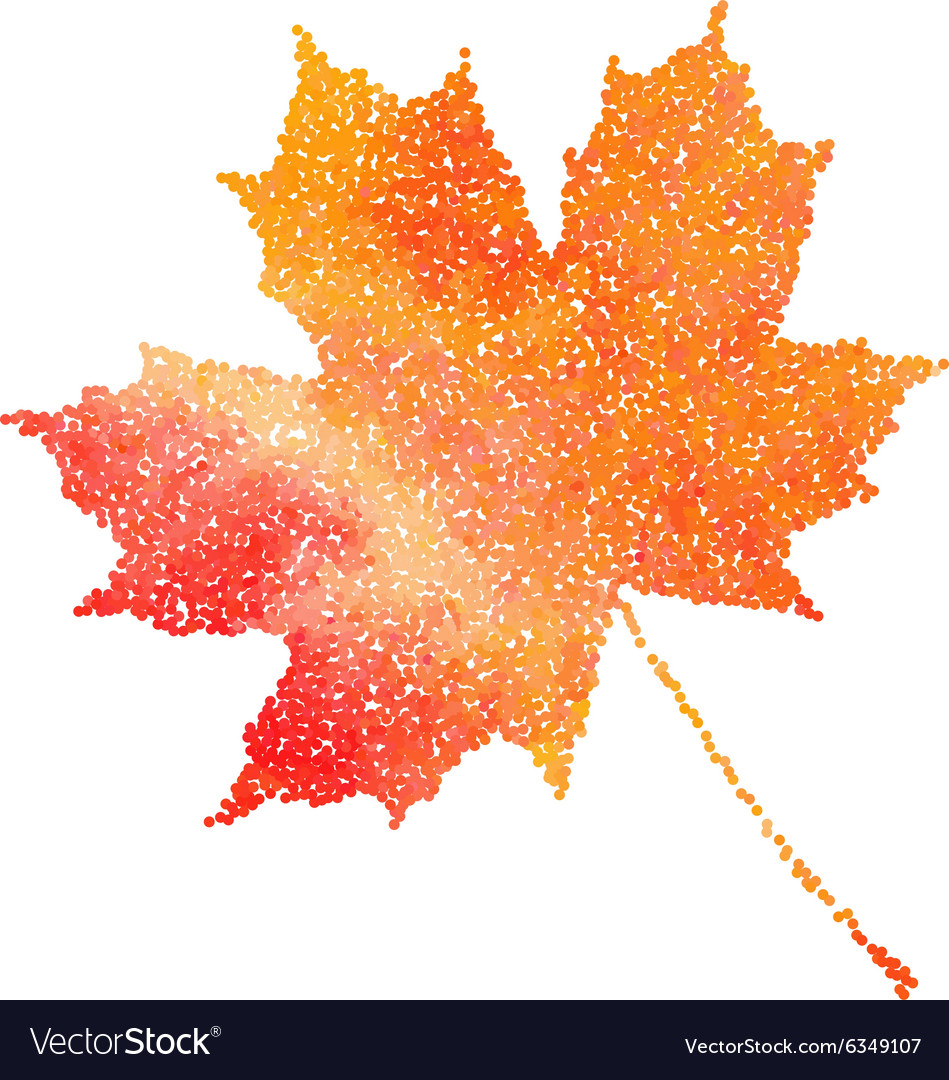 Maple leaf autumn fall dotwork Royalty Free Vector Image