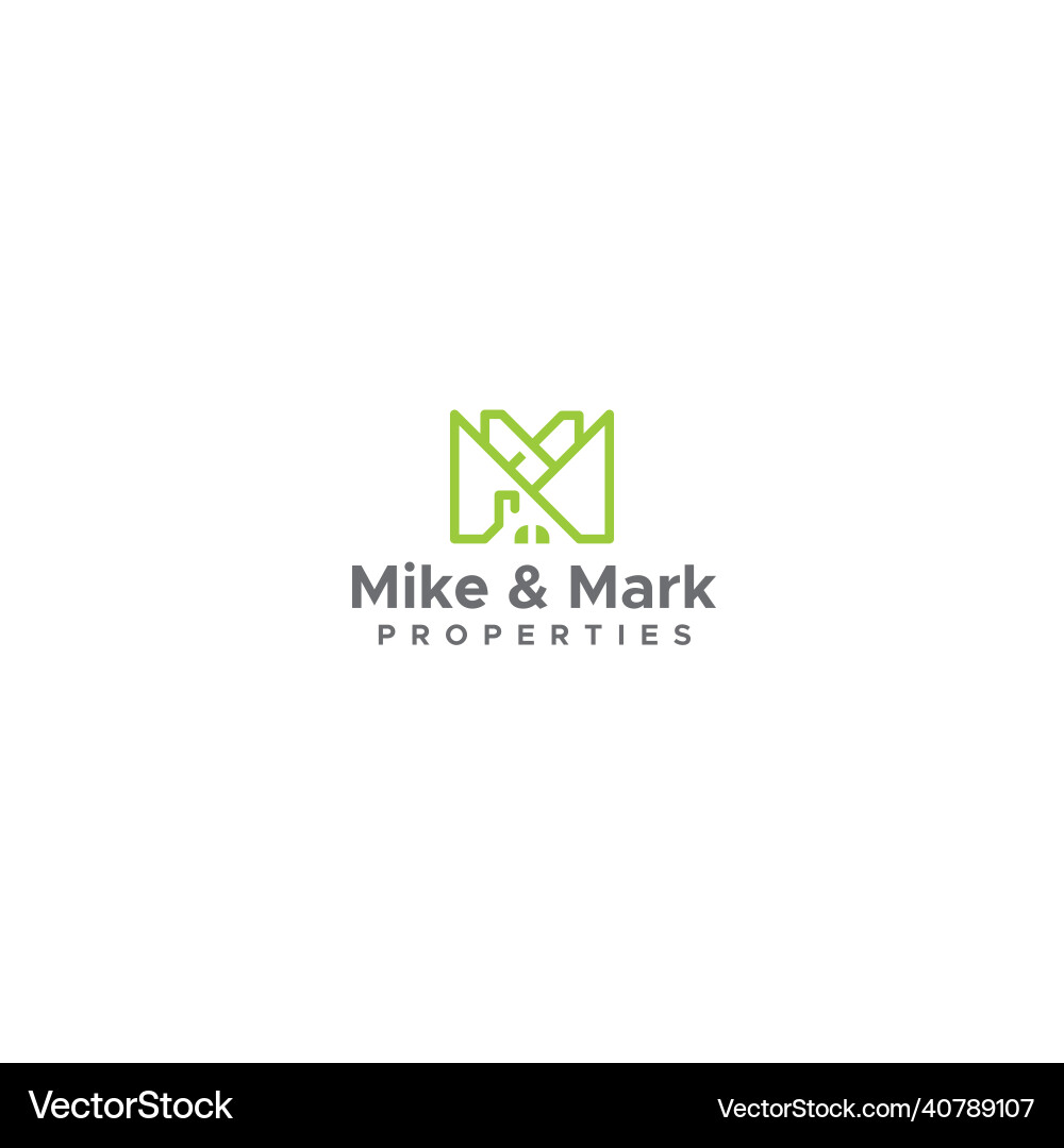 Minimalist mike and mark properties logo design Vector Image