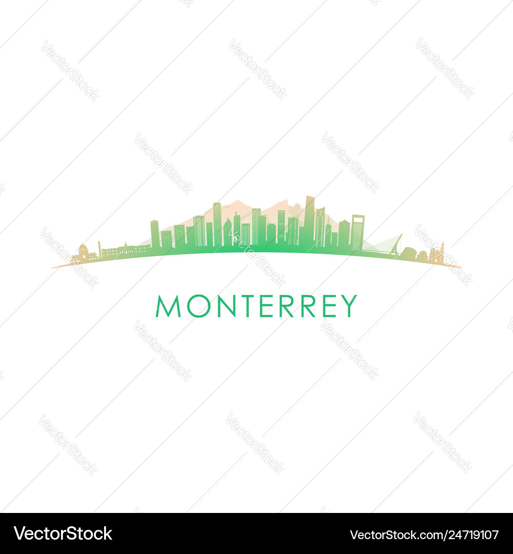 Monterrey skyline silhouette design colorful Vector Image