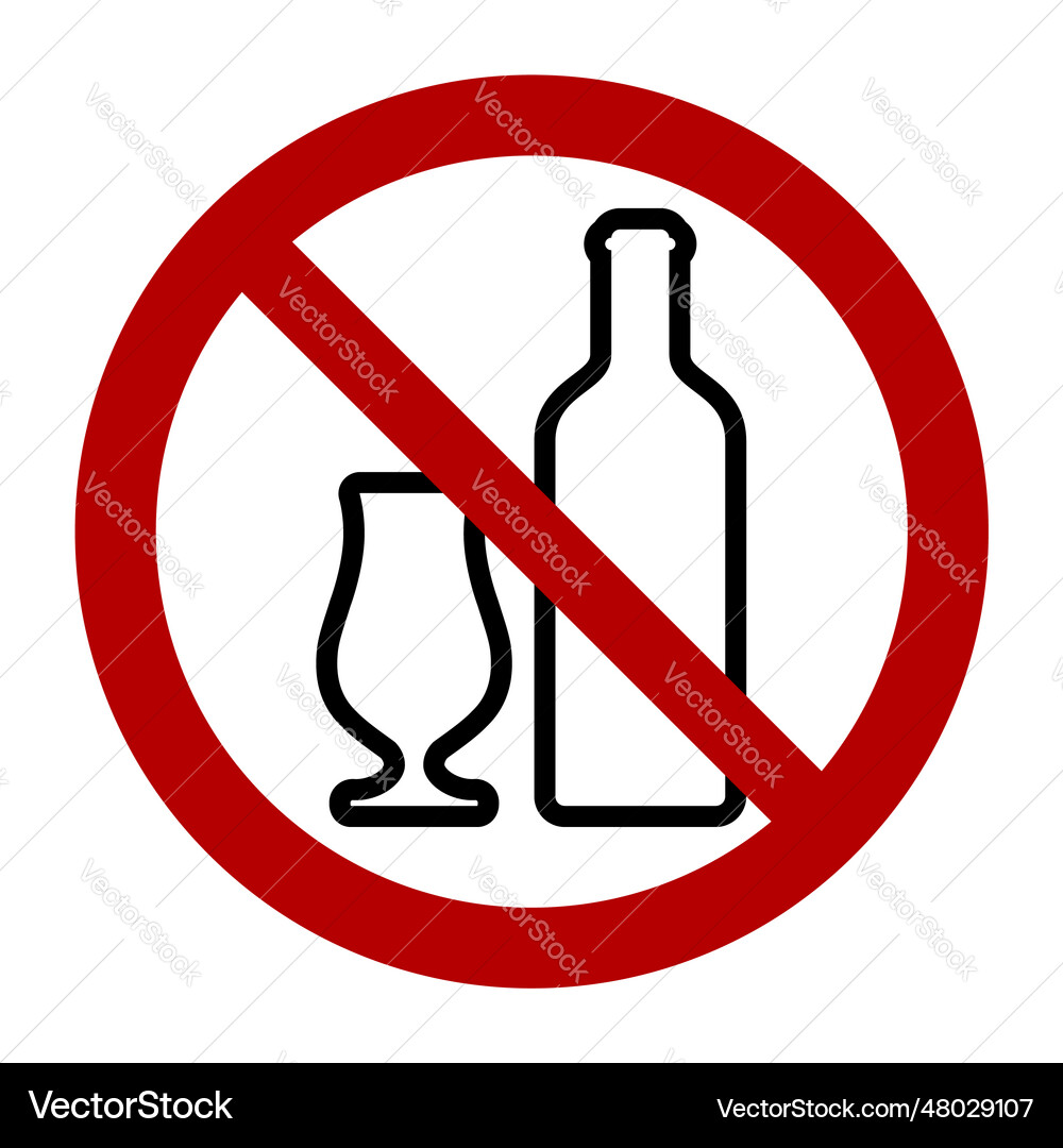 No alcohol drink symbol prohibition sign flat Vector Image