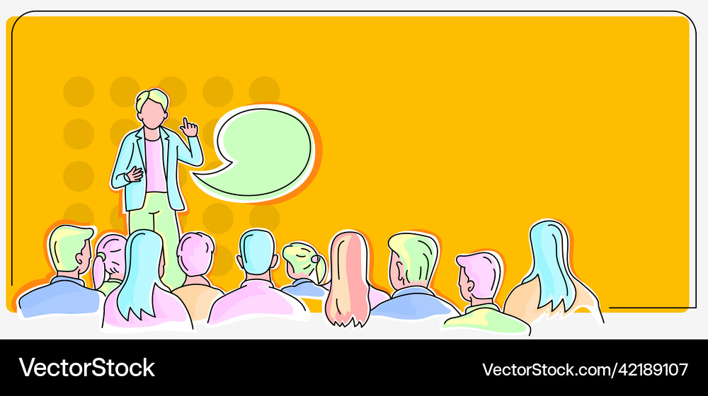 Person delivering speech presentation to public Vector Image