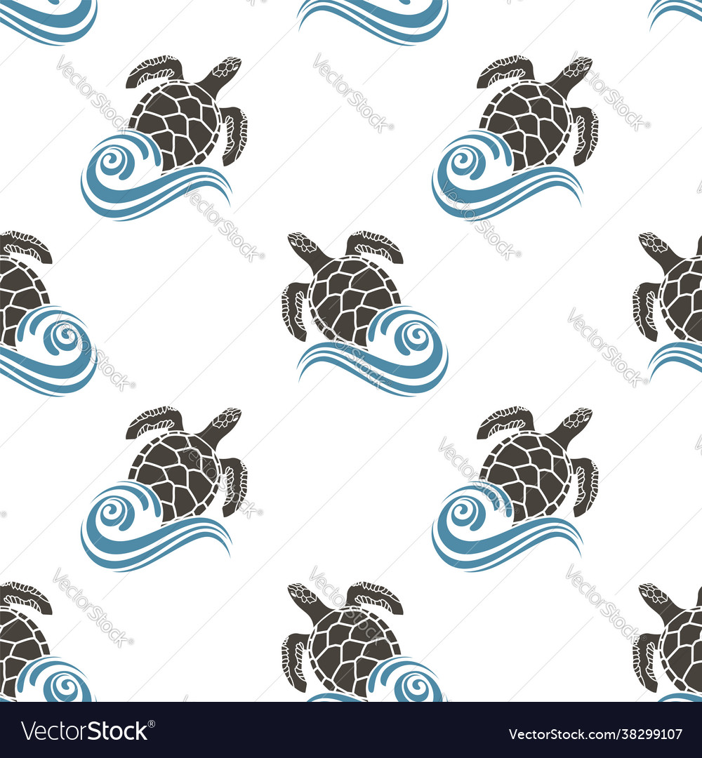 Seamless pattern with turtles Royalty Free Vector Image