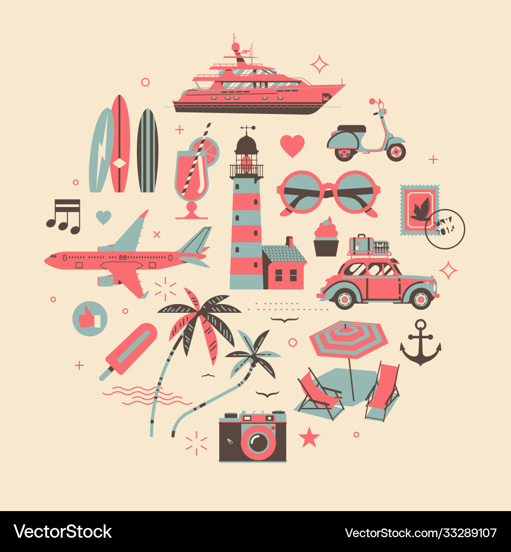 Vacation or holiday themed design element in four Vector Image