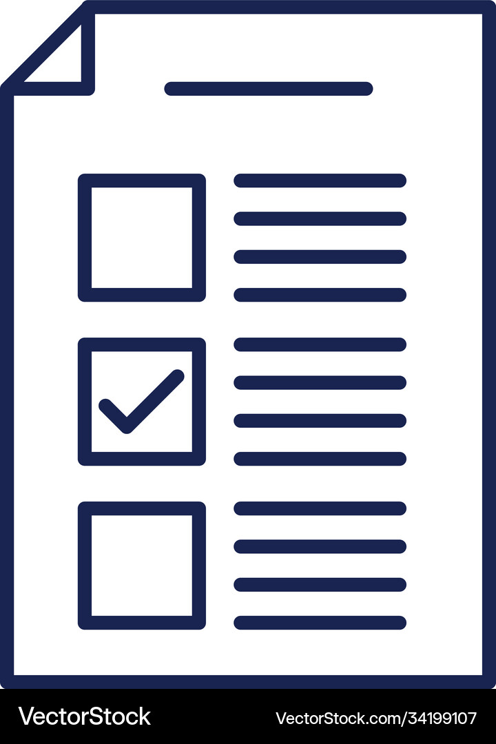 Vote paper with check mark line style icon Vector Image