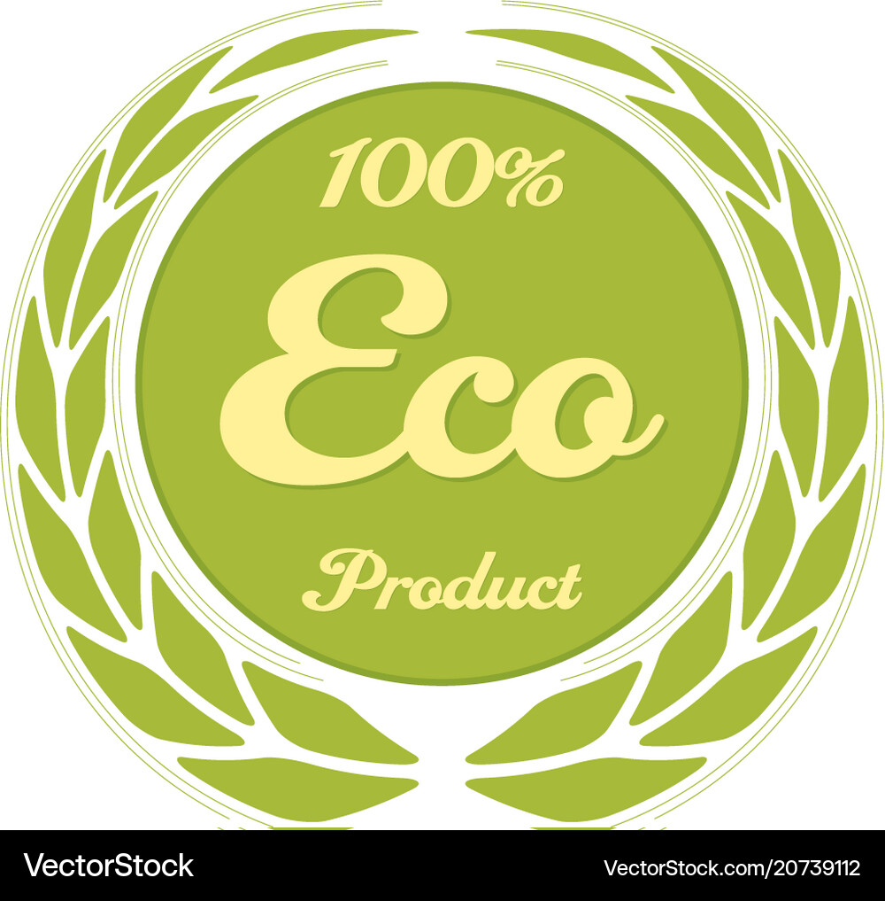 100 eco product label with ears Royalty Free Vector Image