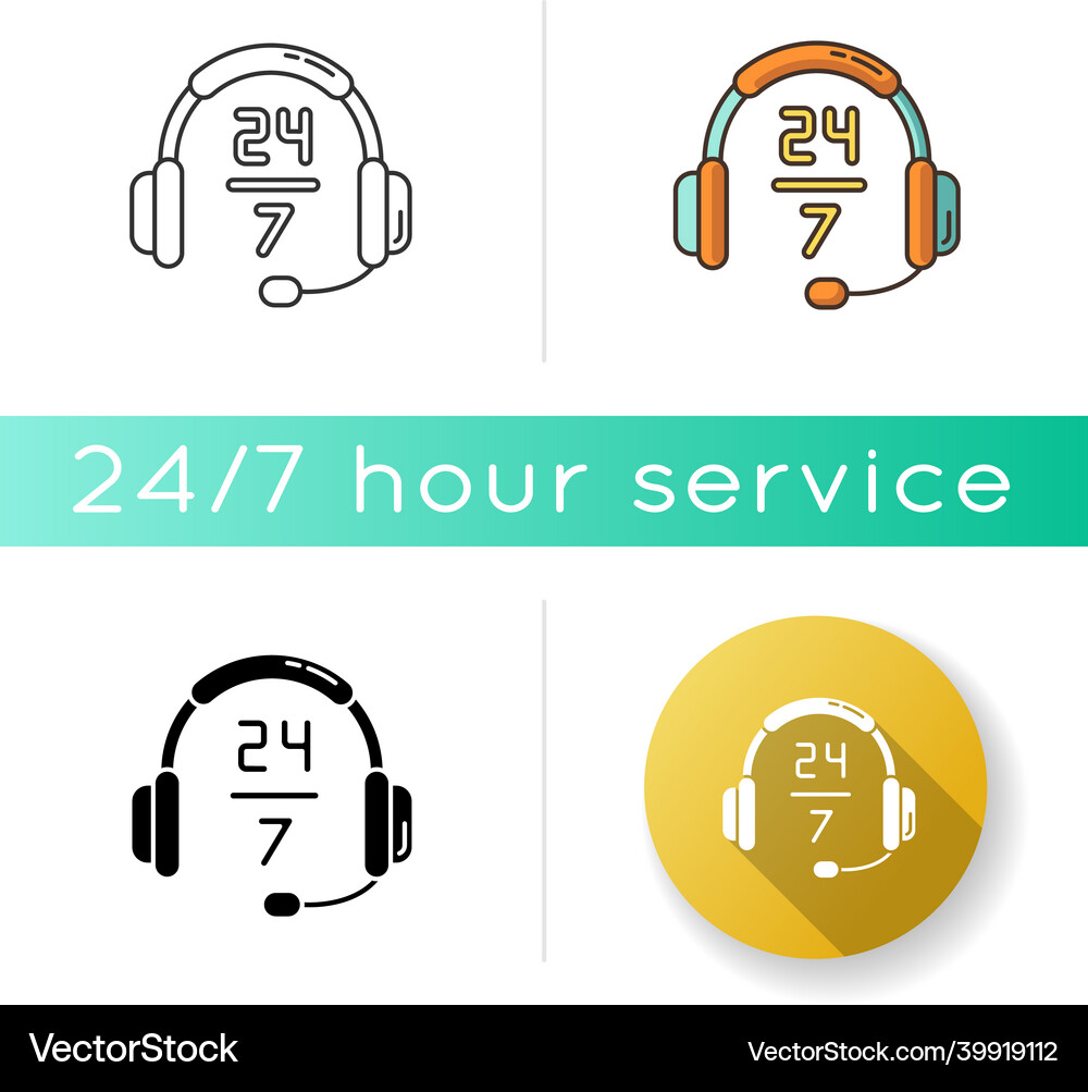 24 7 hour customer support icon headphone sign Vector Image