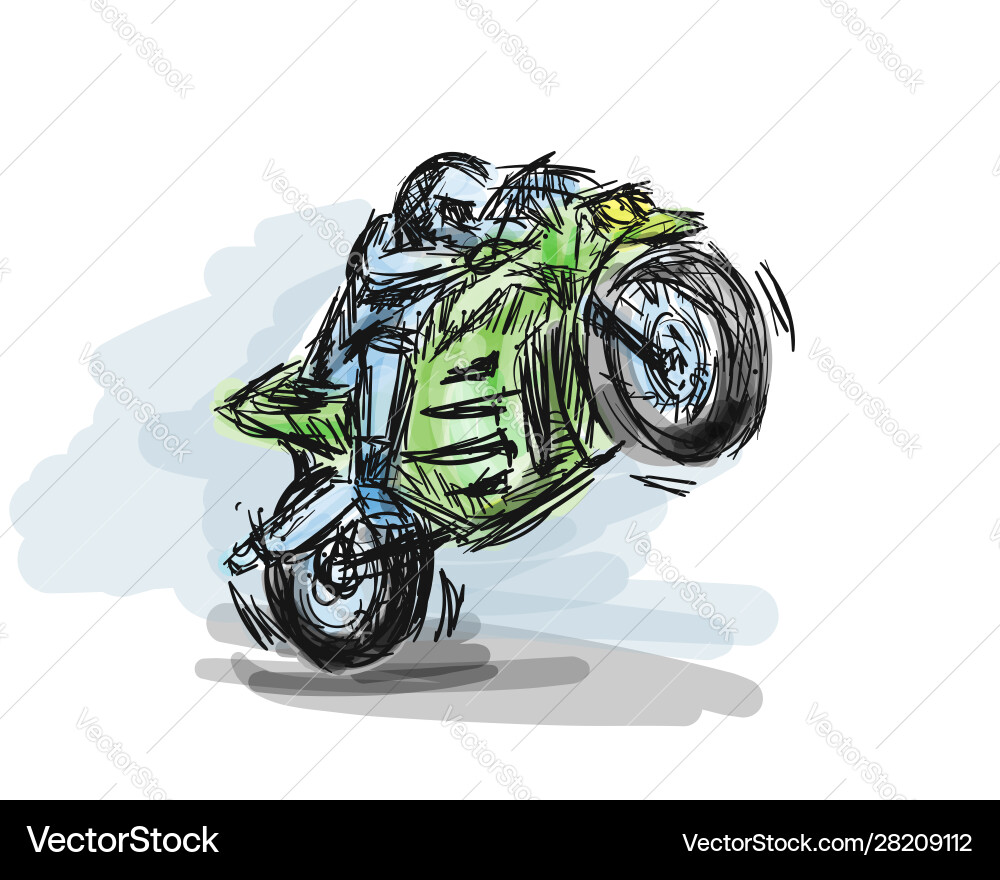 Biker motorcycle with powerful motor on speed Vector Image