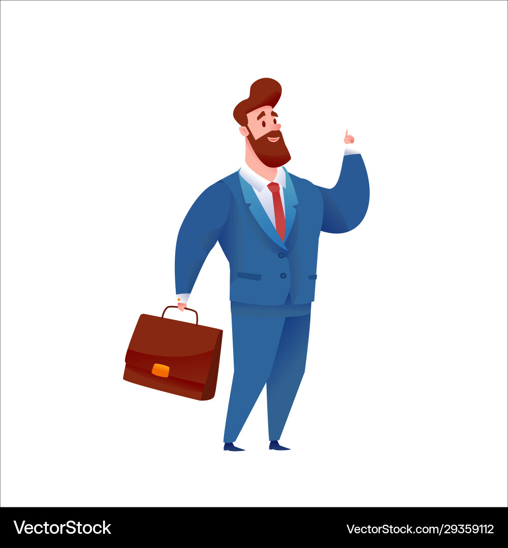 Business man in suit standing confident Royalty Free Vector