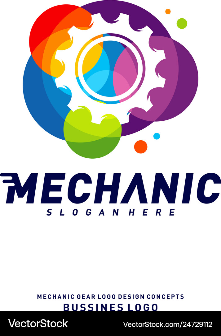 Colorful gear logo design concepts mechanical Vector Image