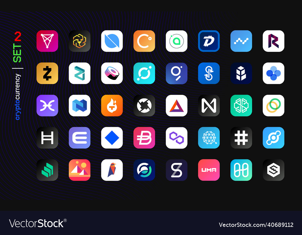 Crypto currency coins digital payment system Vector Image