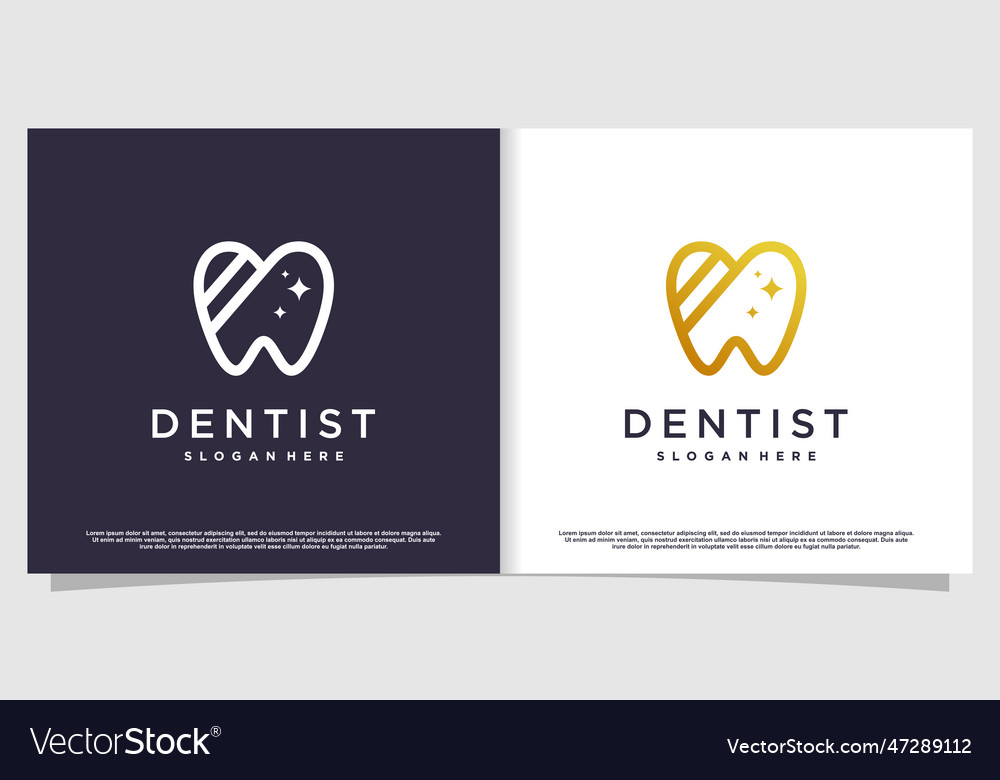 Dental logo design with creative element style Vector Image